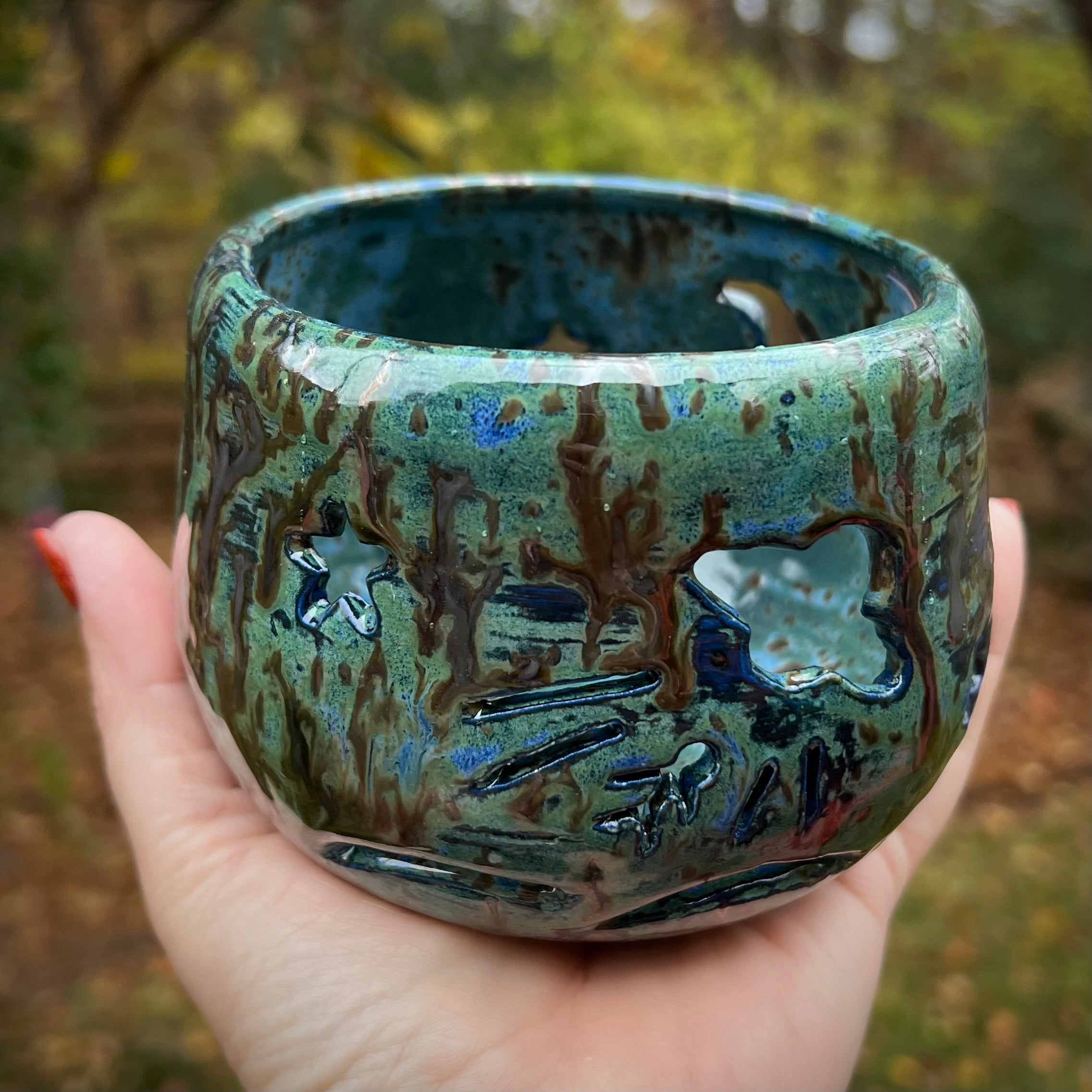 Alien Abduction Galaxy Ceramic Luminary – Little Bird Pottery